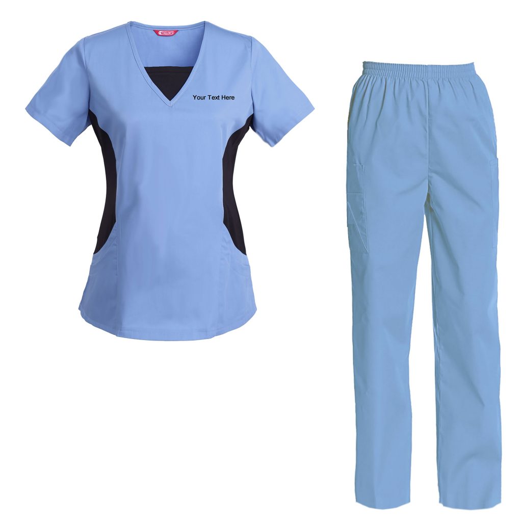 Women’s Embroidered Scrub Set Scrub Top and Pants Scrubs Set ...